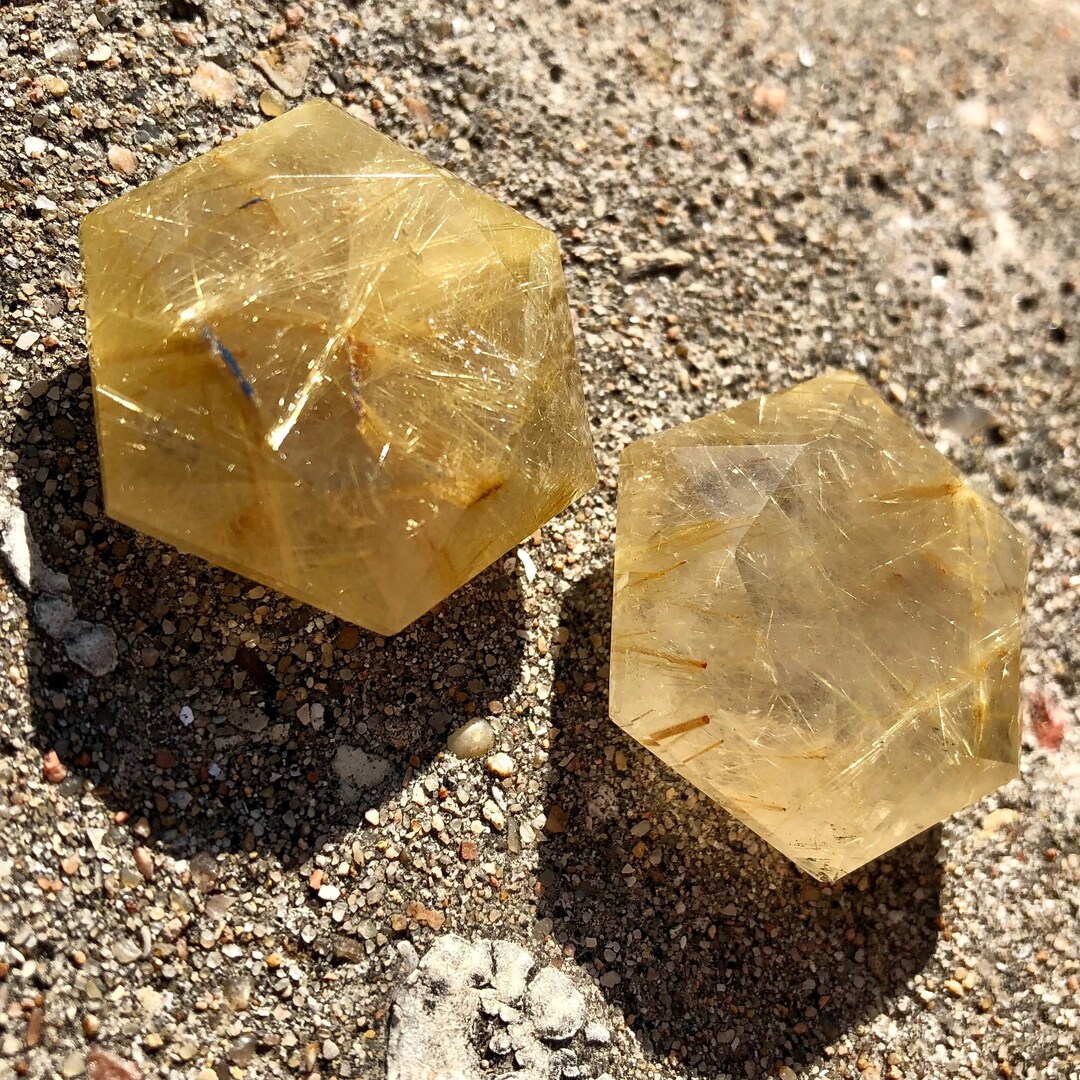 One Rutilated Quartz Star of David Carving | Hexagon | Yellow Reiki ...