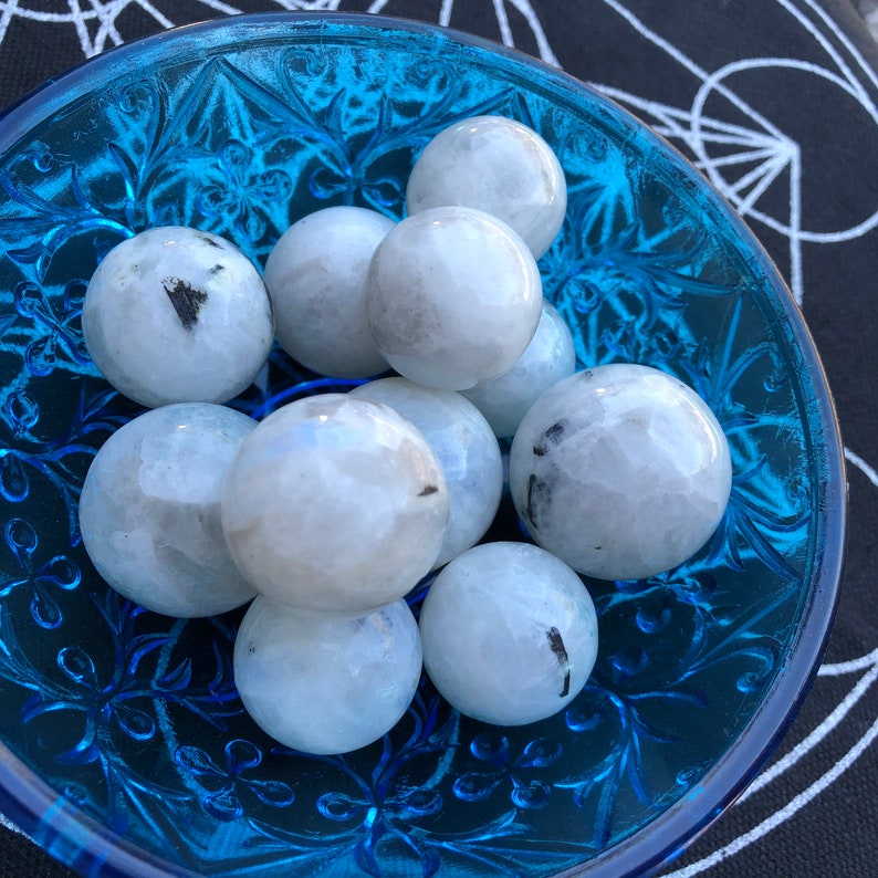 One Rainbow Moonstone Mini Sphere | Blue Flash Moonstone for Crown ...