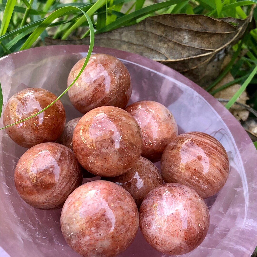 Mini Sunstone Spheres | Small Sunstone Crystal Ball | Sunstone Marble ...