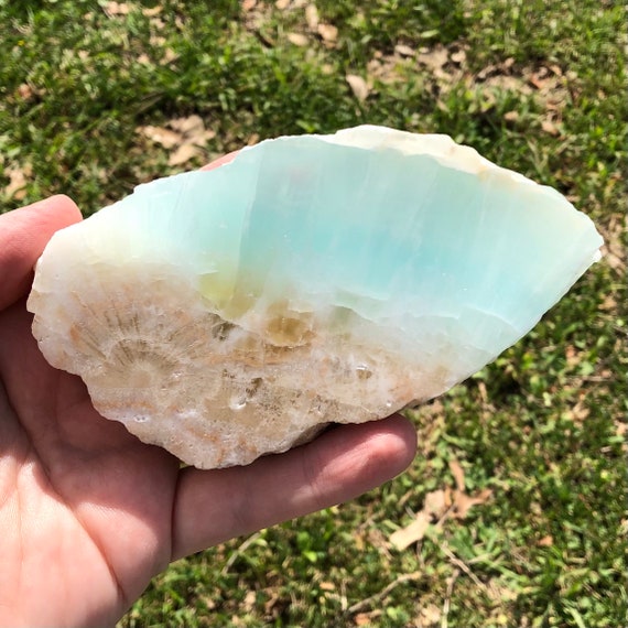 Blue Caribbean Calcite Slice for Natural Home Decor Aqua - Etsy