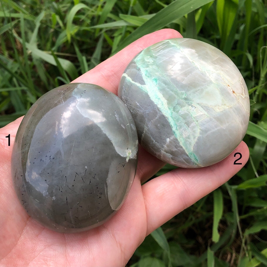 Choose Your Own Green Moonstone Palm Stones | Garnierite Palm Stone ...