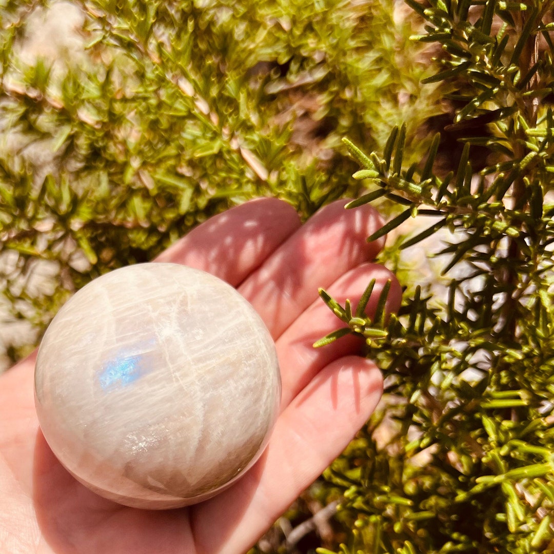 53mm Moonstone Sphere With Blue Flash | Moonstone Orb With Chatoyancy ...