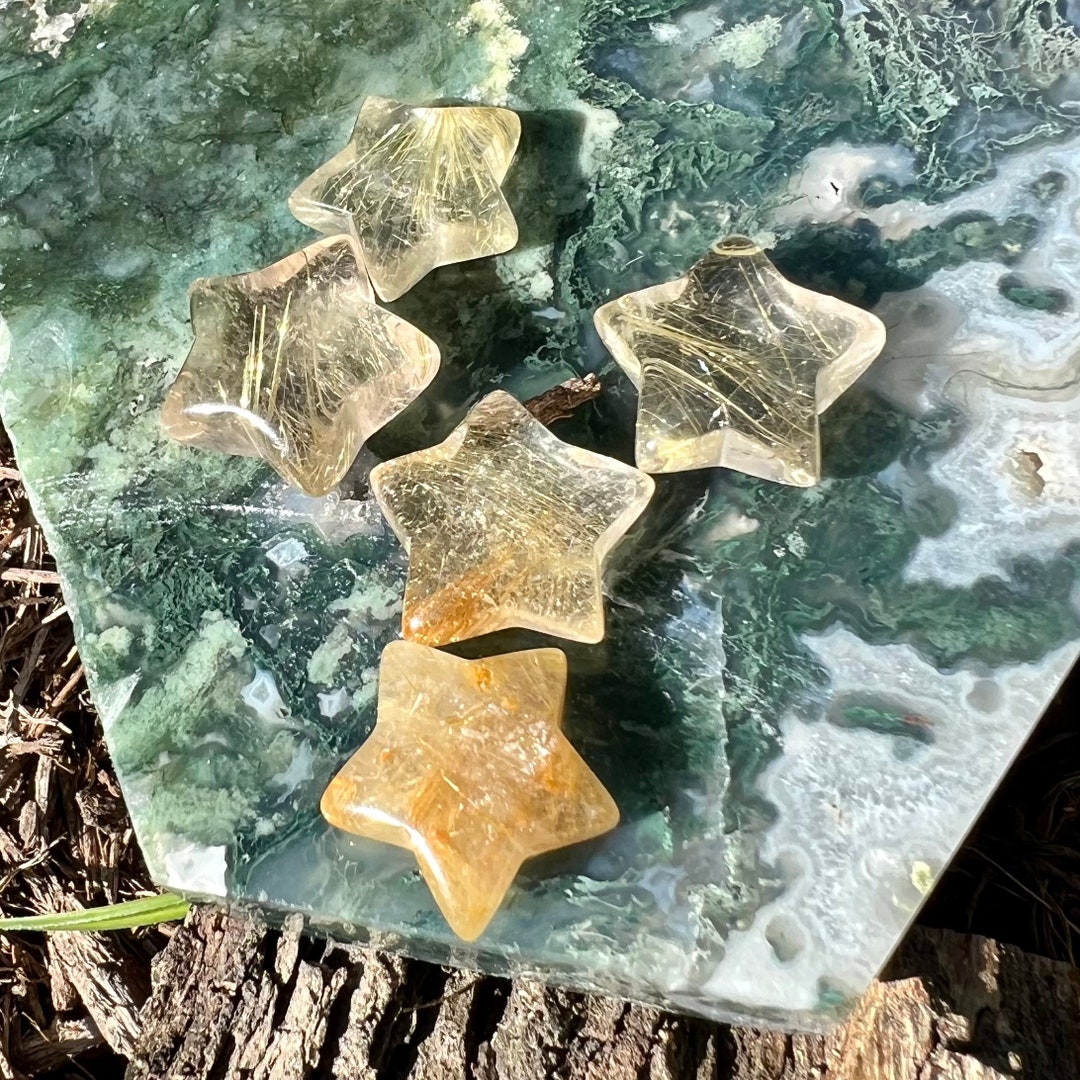 Rutilated Quartz Star Carving Crystal Star Carving Golden Rutile in ...