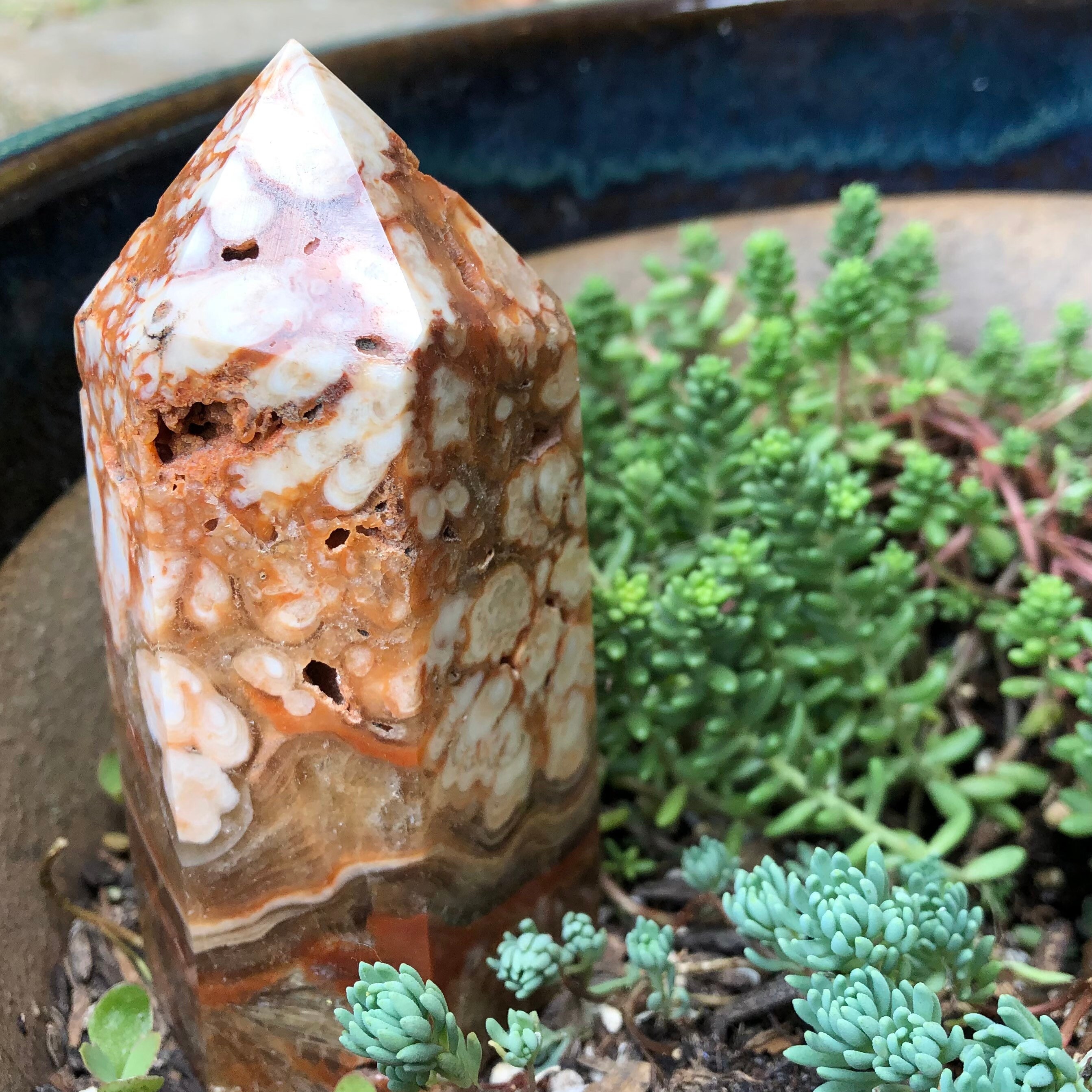 Cherry Amber Calcite Tower #3 - extremelowenergy.com