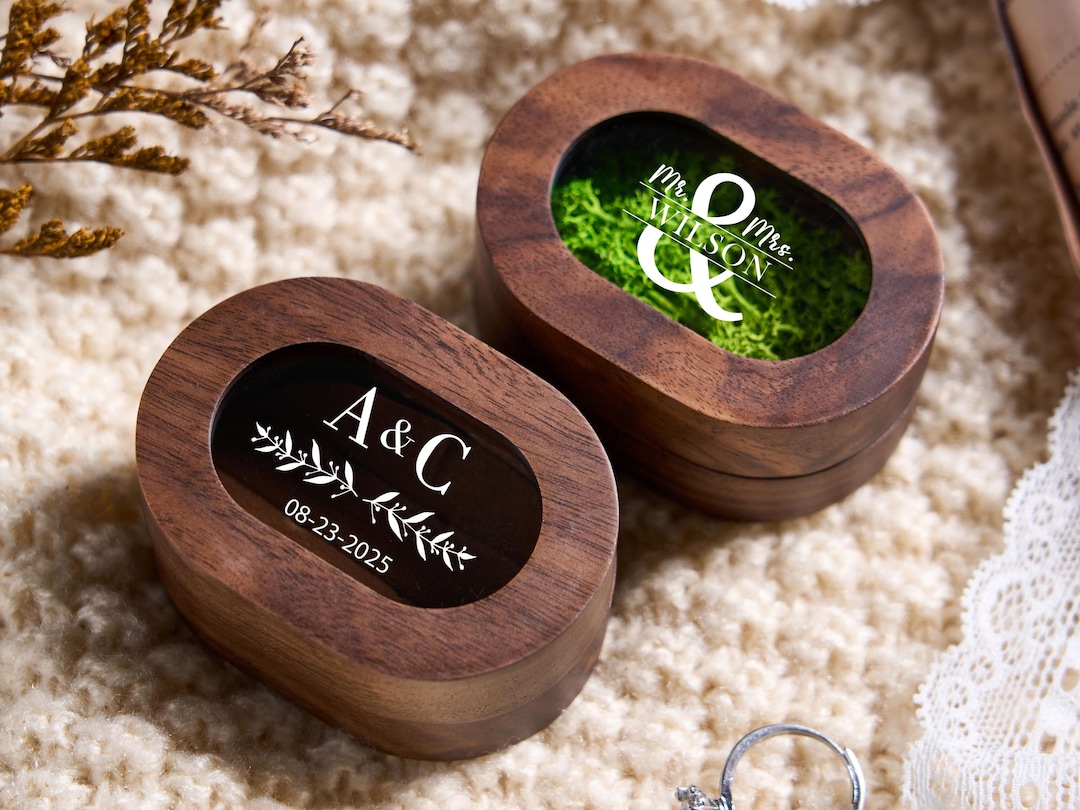 Custom Ring Box,personalized Ring Box With Acrylic Lid,oval Wooden ...