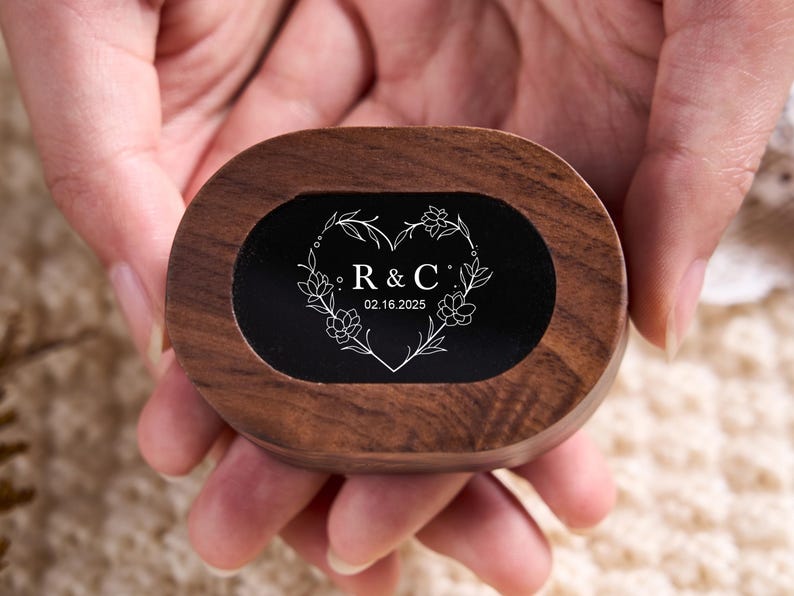 Custom Ring Box,personalized Ring Box With Acrylic Lid,oval Wooden ...