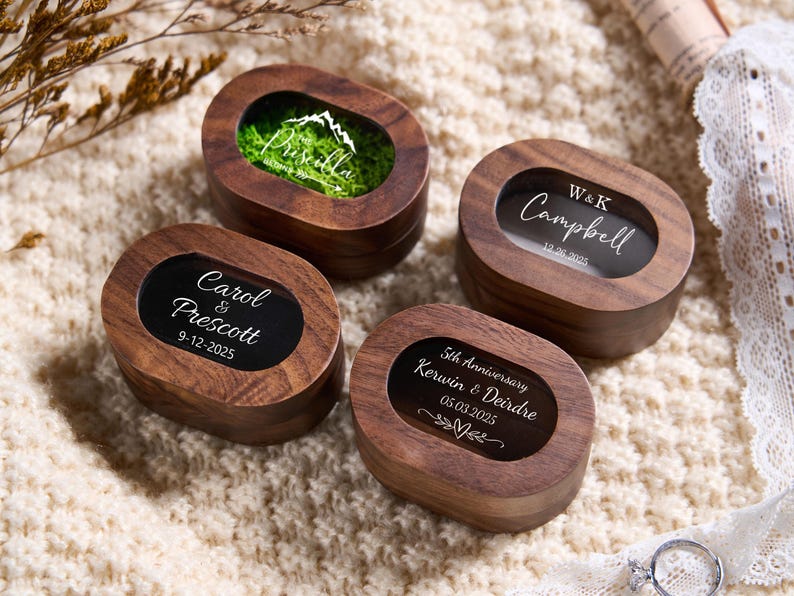 Custom Ring Box,personalized Ring Box With Acrylic Lid,oval Wooden ...