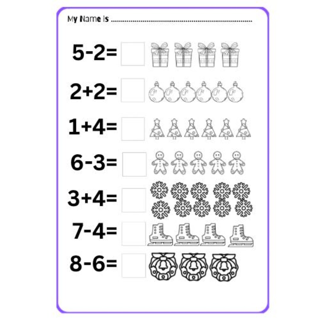 Christmas and Winter Math Kindergarten/1st Grade With Drawings - Etsy