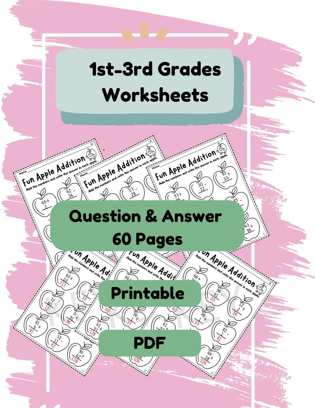 Math Addition and Subtraction for 1st-3rd Grade 30 Worksheets With ...