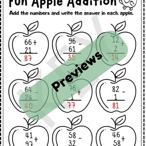 Math Addition and Subtraction for 1st-3rd Grade 30 Worksheets With ...