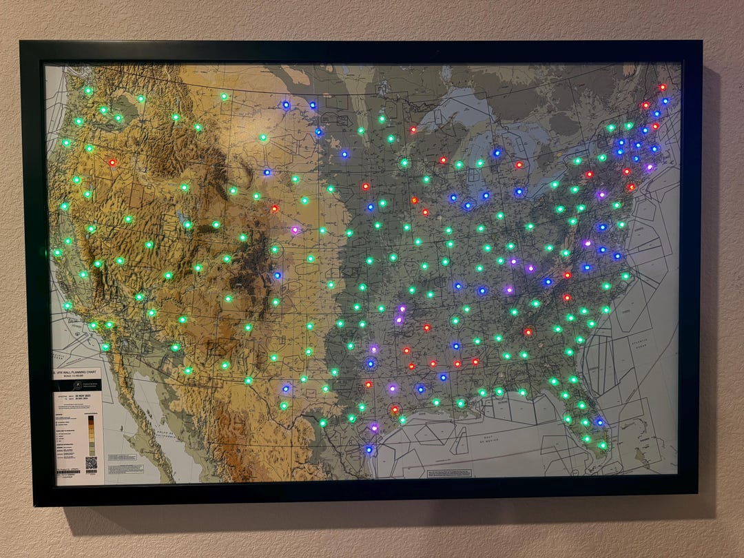 24x36 U.S. Real Time Aviation Weather Map - Tailwind Maps - Etsy