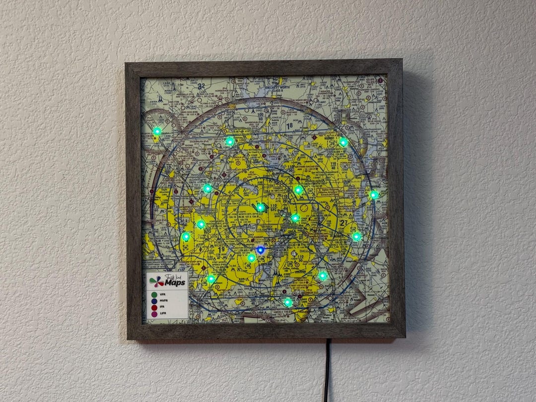 12x12 DFW Aviation Weather Map – Live Airport Weather Display by ...