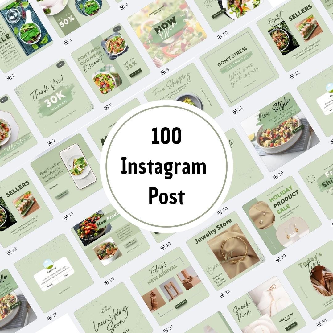 100 Green Instagram Templates Green Canva Editable Templates Clean ...