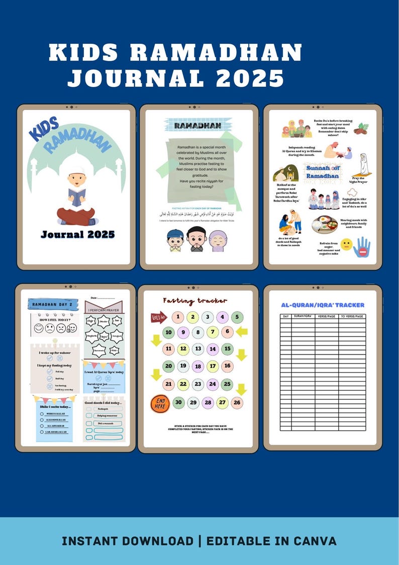 Kids Ramadhan Journal 2025 Activity Books and Fasting Tracker, Al-quran ...