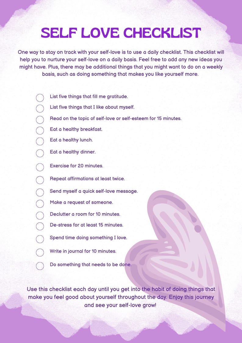 Self-care Planner, Mood Tracker, Self-care Routine (digital Download ...