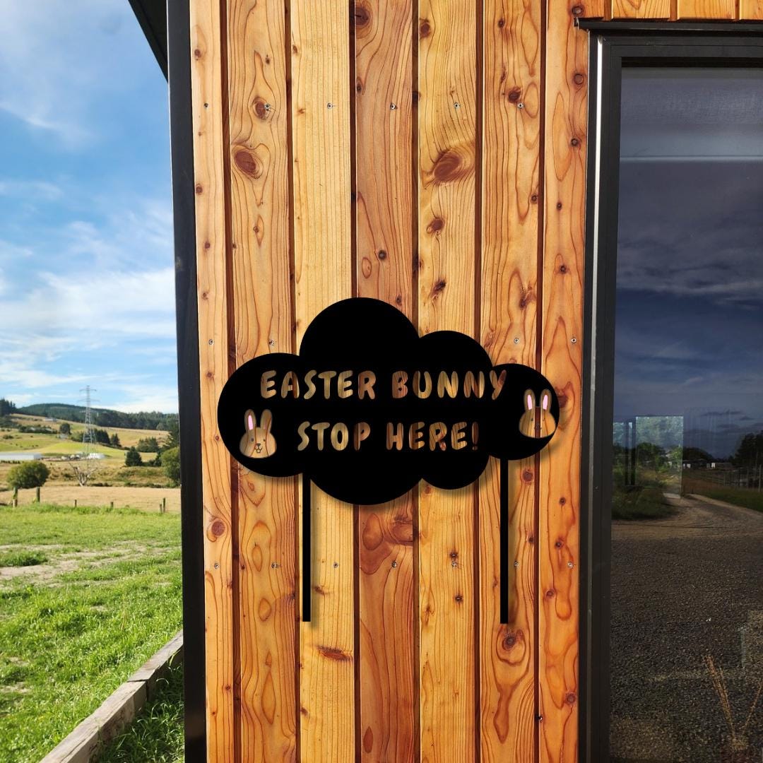 Easter Bunny Stop Here Sign - Wall Art - Easter Bunny - Signs - Garden ...