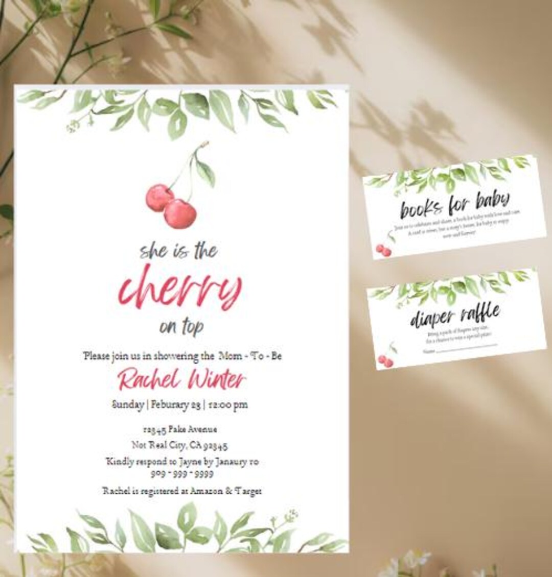 Cherry on Top Invitation Template With Inserts - Etsy