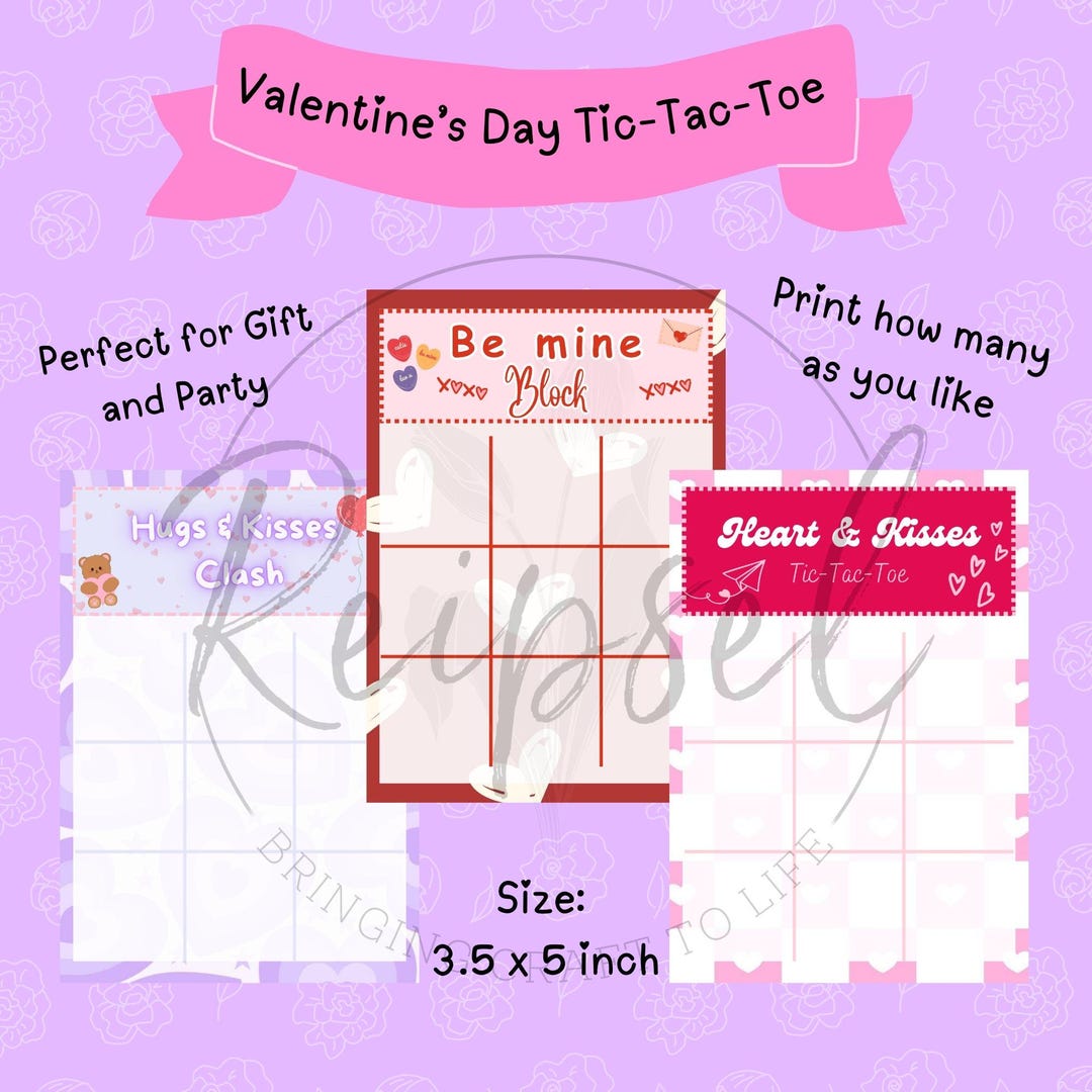 Valentine's Day Tic Tac Toe Printable – Instant Download PDF & PNG ...
