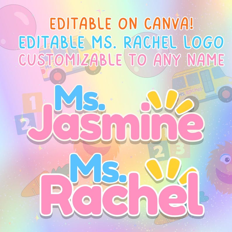 Editable Ms. Rachel Logo | Canva Editable Template - Etsy