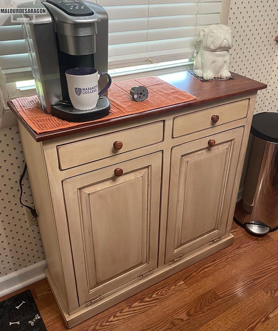 Extra Large Garbage Can, Double Trash Can, Amish Furniture Cabinet ...