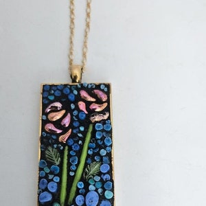 Spring Pink Flowers Mosaic Pendant Necklace - Etsy