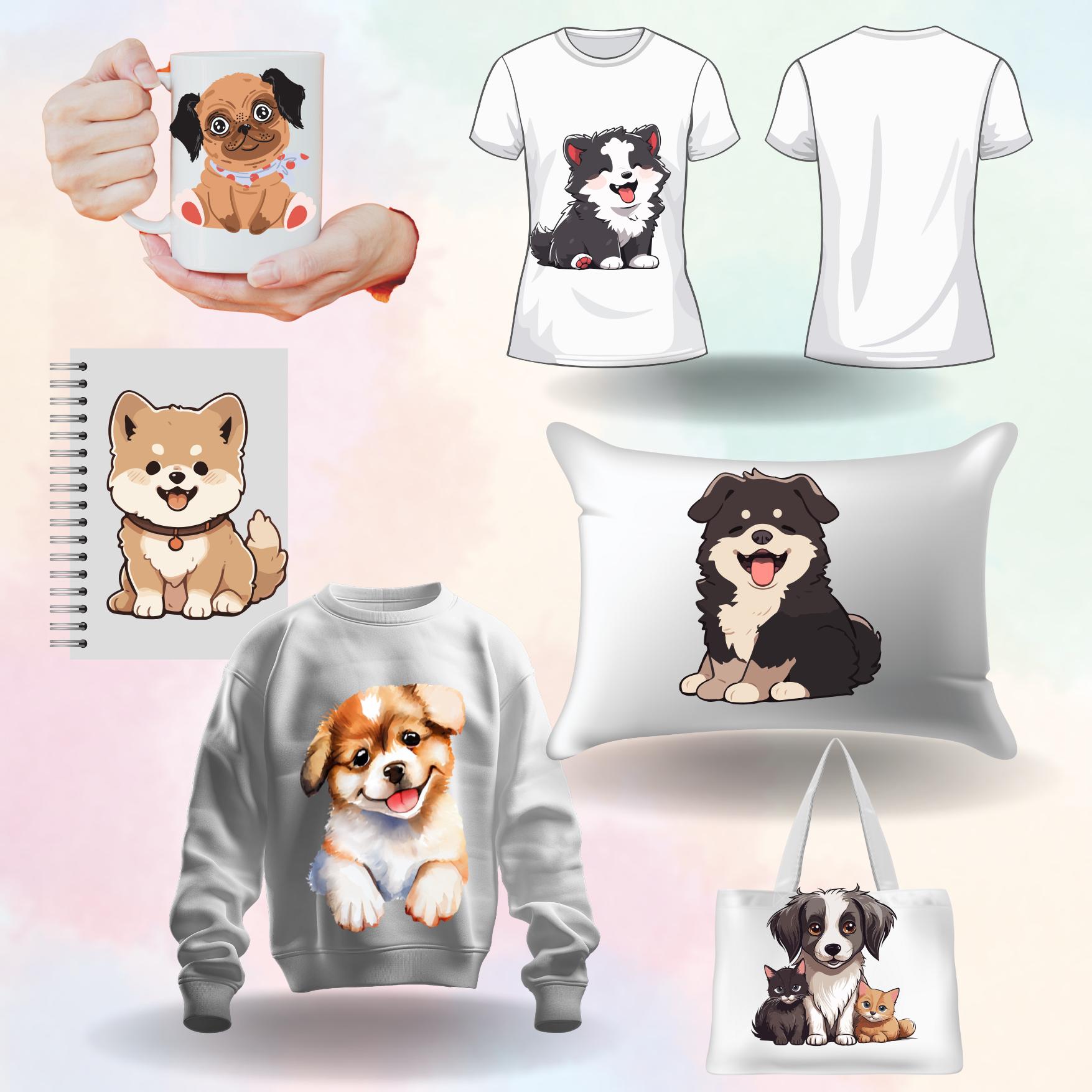 Cute Dog Clipart Bundle | Puppy SVG PNG | Kawaii Dog Stickers | Cartoon ...