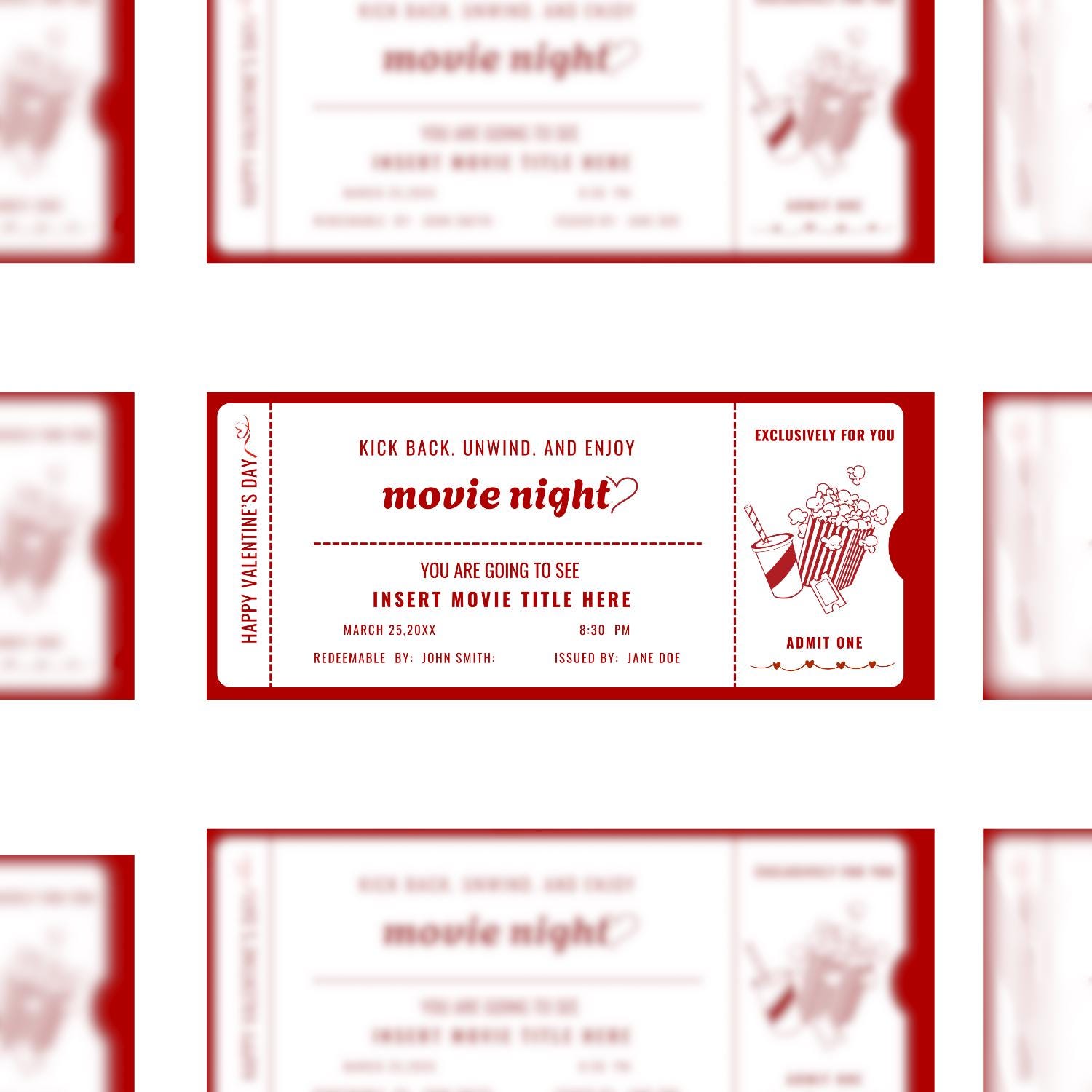 Editable Movie Night Coupon,digital Valentine's Day Date Coupons ...