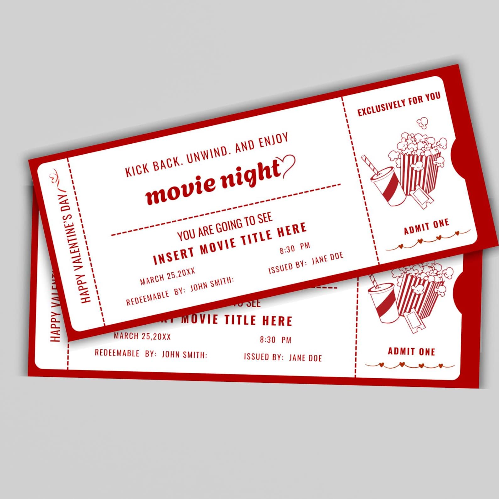 Editable Movie Night Coupon,digital Valentine's Day Date Coupons ...