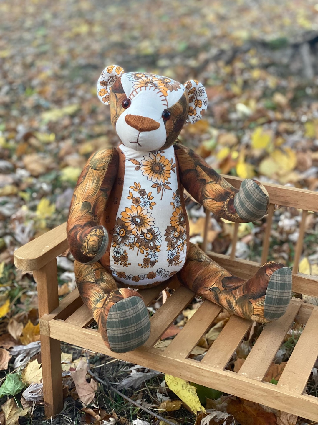 Autumn-fully Posable Teddy Bear Made From Vintage and Secondhand ...