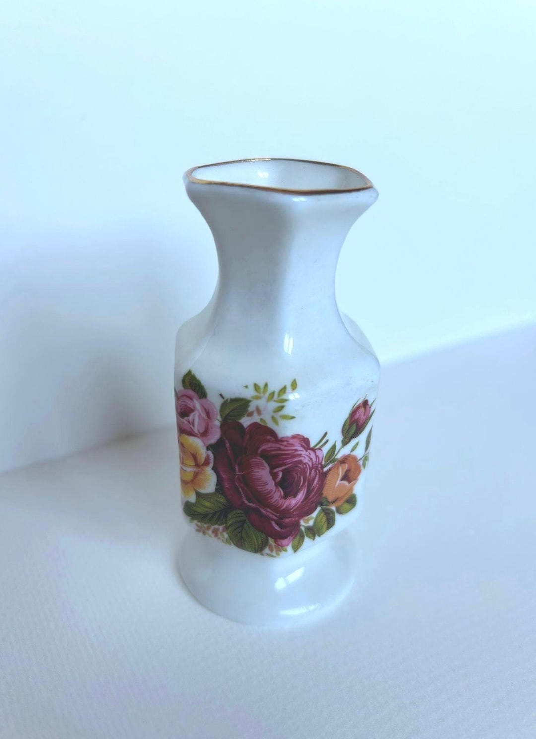 Vintage Fenton China Company Bone China 1970's Floral Miniature Vase ...