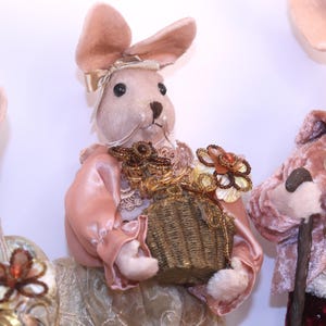 Easter Bunny Figurines - Victorian Style Felt Rabbit Decor - Etsy