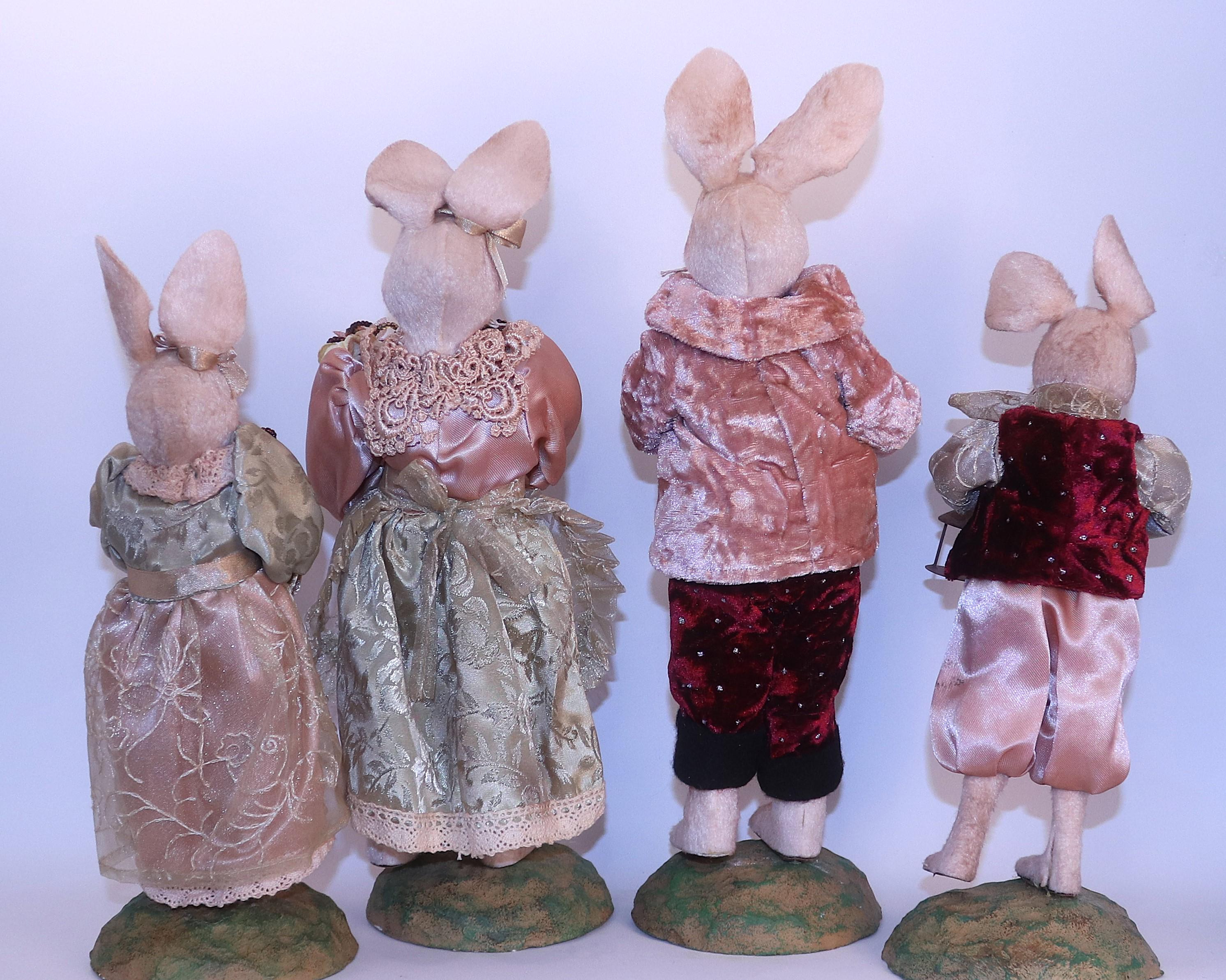 Easter Bunny Figurines - Victorian Style Felt Rabbit Decor - Etsy