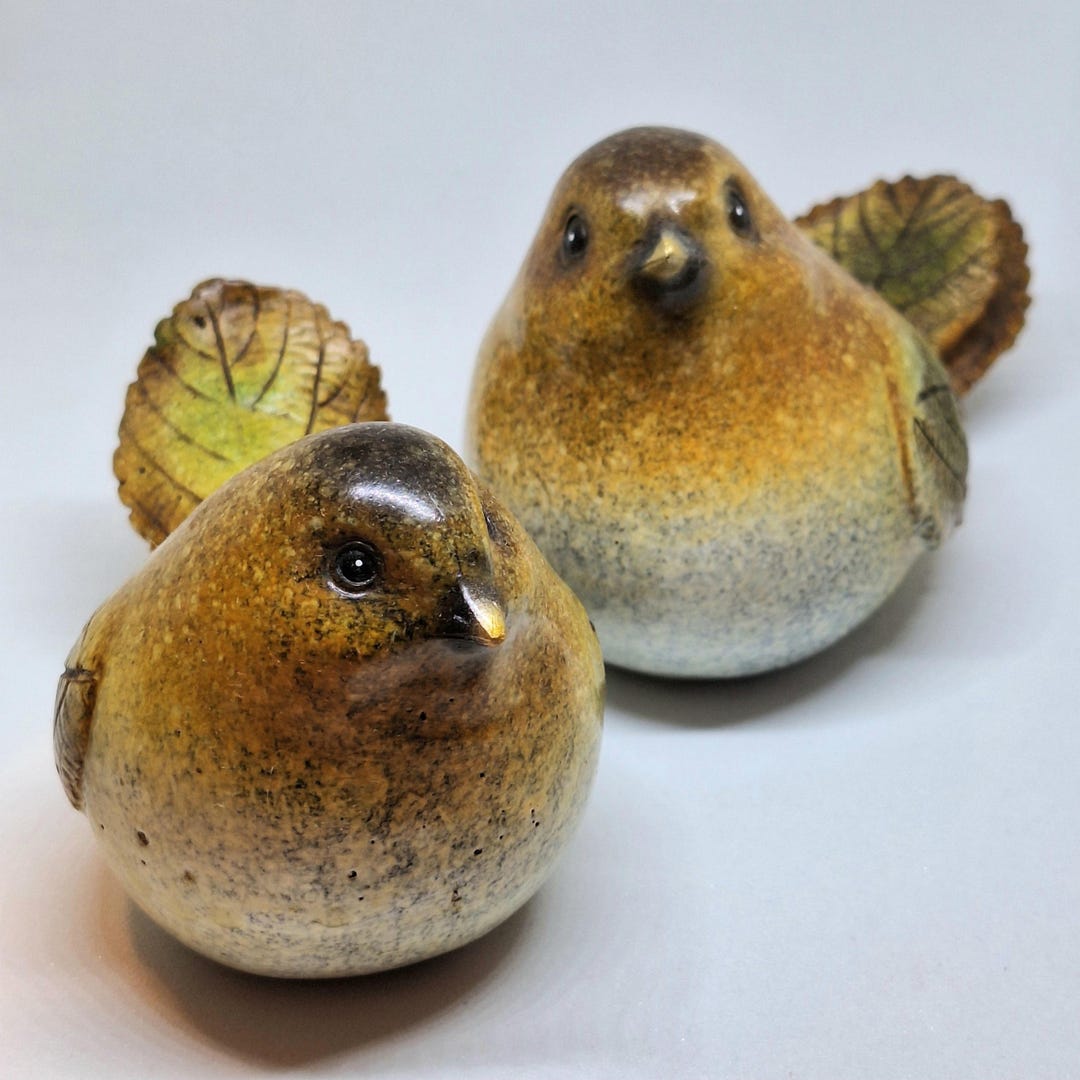 Ganz Brown Leaf Bird Figurines Set – Nature Inspired Rustic Glazed ...