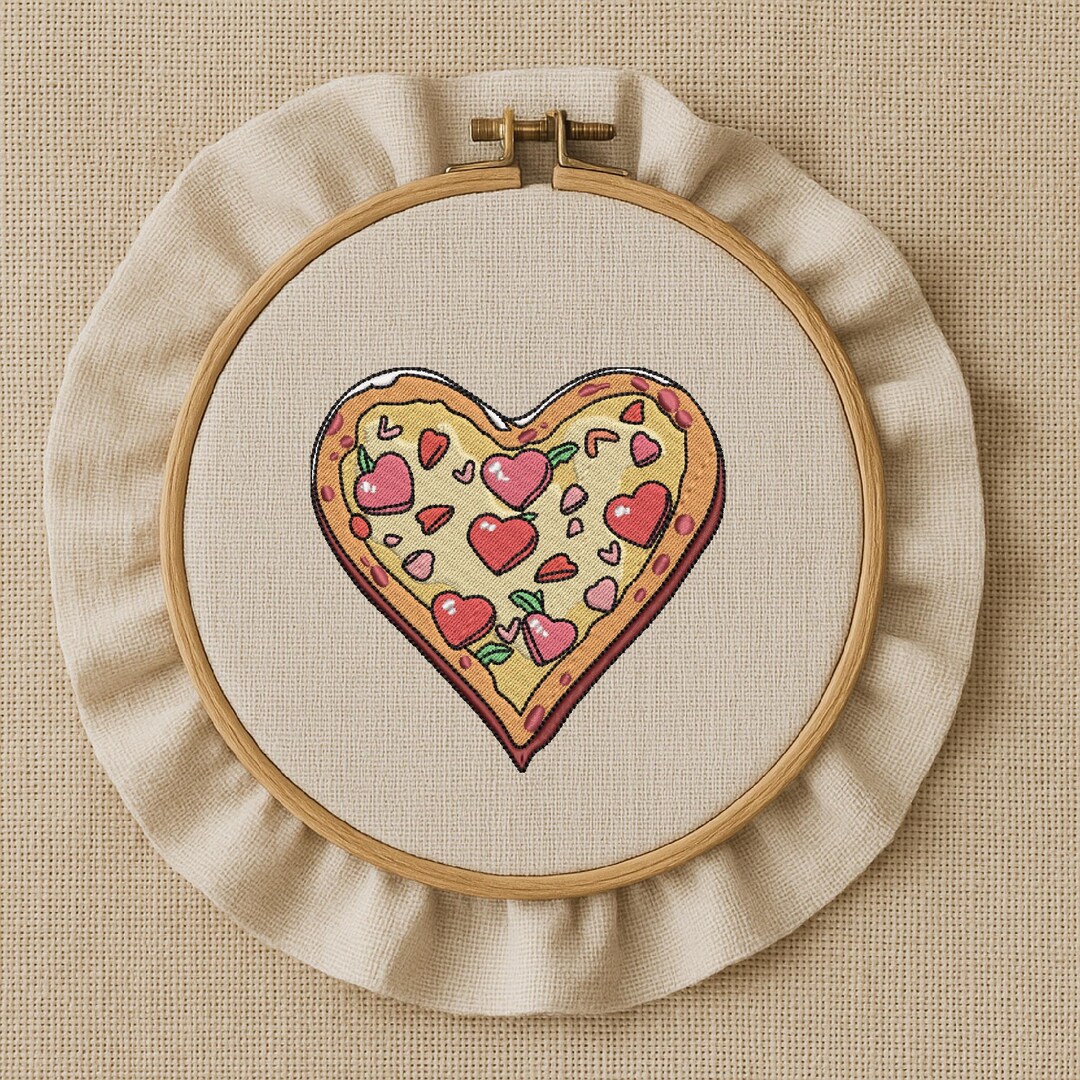 Heart Pizza Embroidery - Etsy