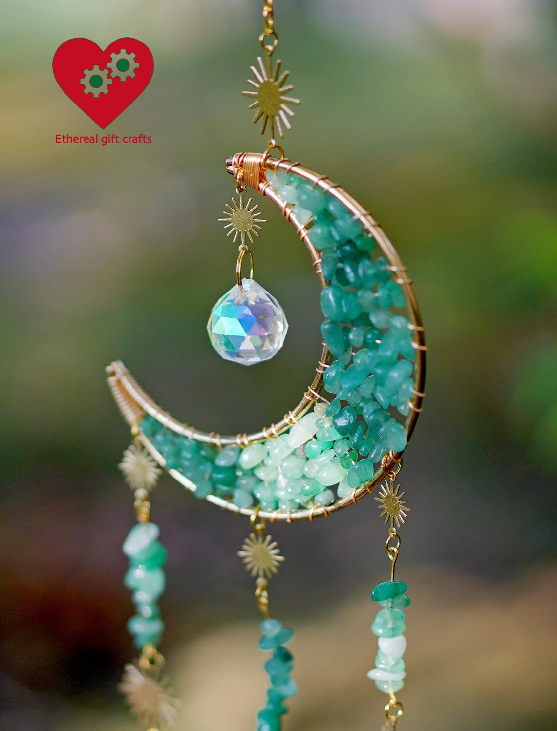 Moon Crystal Suncatcher Hanging, Housewarming Gift, Sun Catcher ...