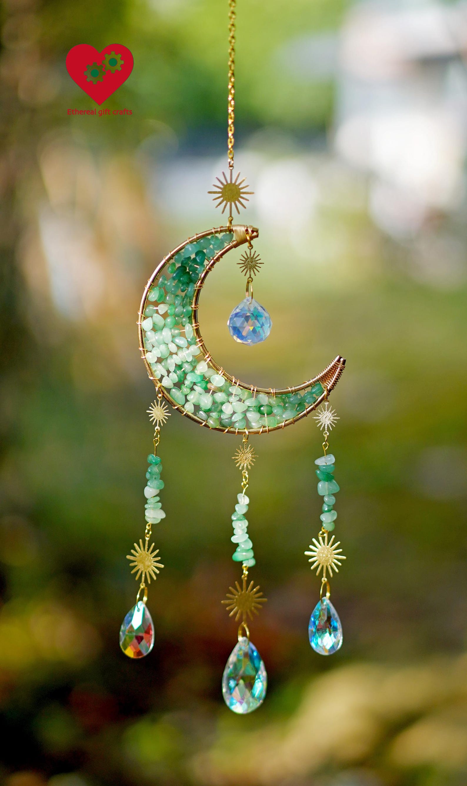Moon Crystal Suncatcher Hanging, Housewarming Gift, Sun Catcher ...