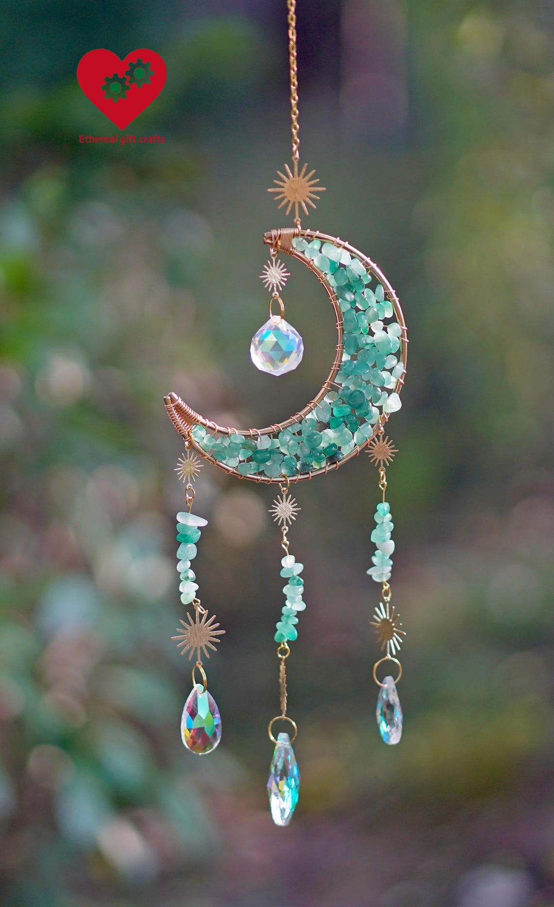 Moon Crystal Suncatcher Hanging, Housewarming Gift, Sun Catcher ...