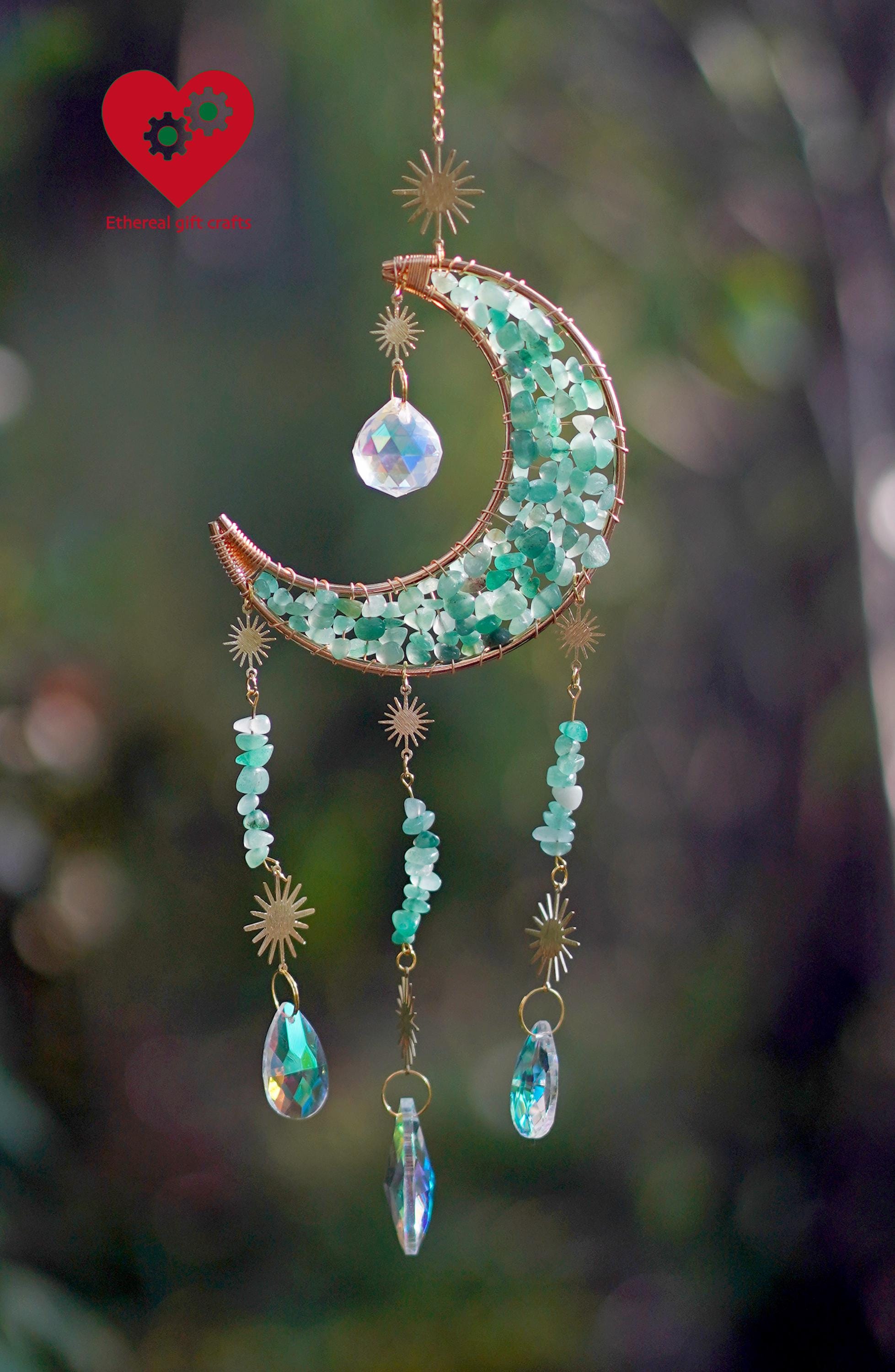Moon Crystal Suncatcher Hanging, Housewarming Gift, Sun Catcher ...