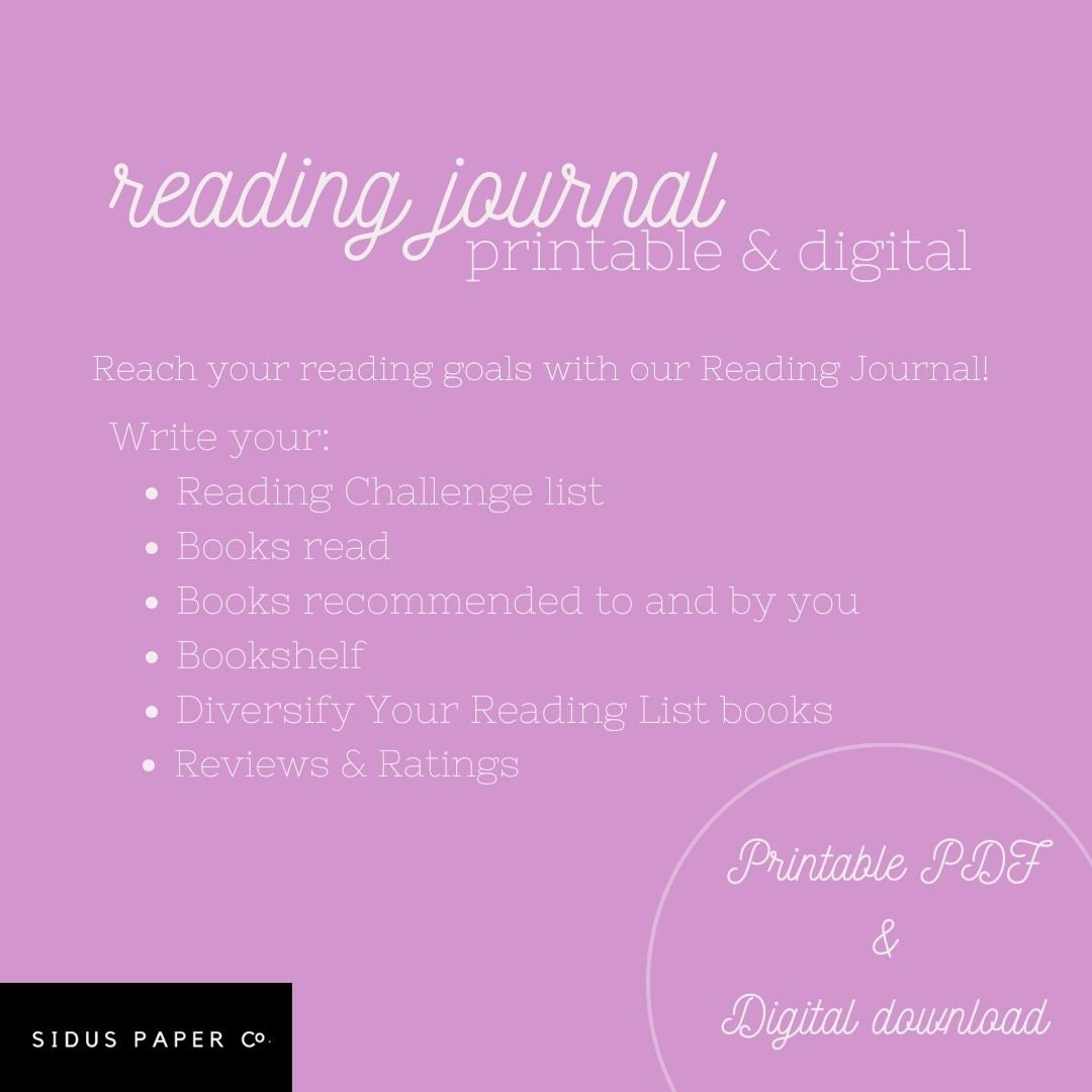 Reading Journal - Printable PDF and Digital Download Encouraging ...