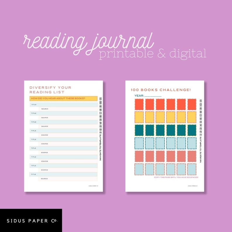 Reading Journal - Printable PDF and Digital Download Encouraging ...