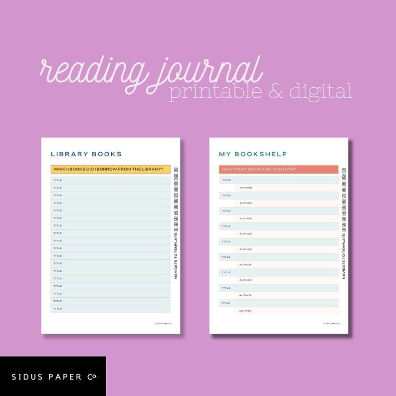 Reading Journal - Printable PDF and Digital Download Encouraging ...