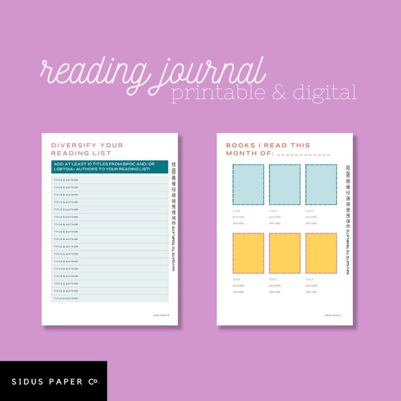 Reading Journal - Printable PDF and Digital Download Encouraging ...