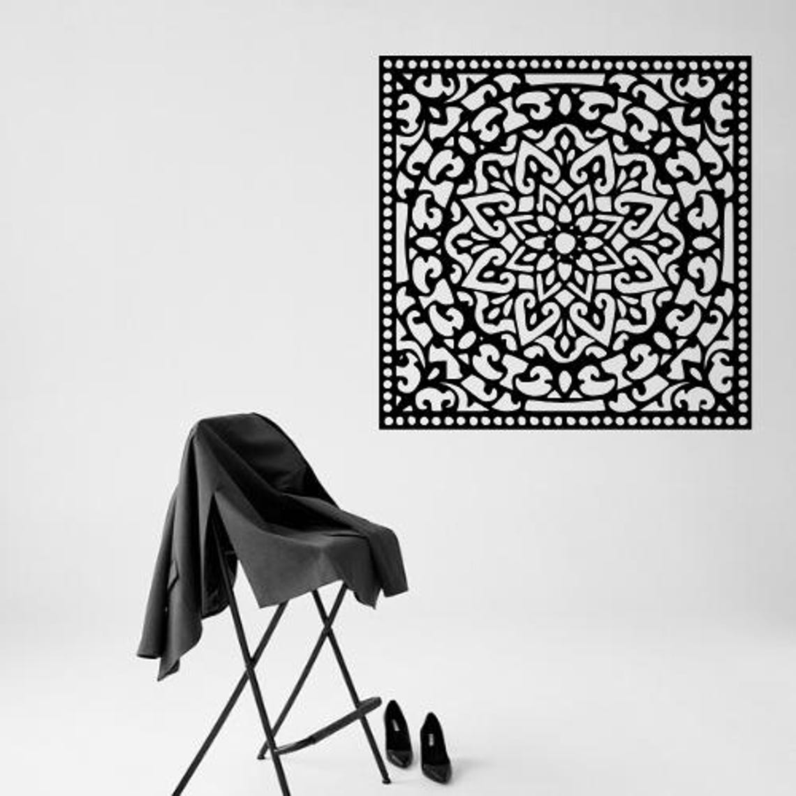 Square Mandala Laser Cut File – Indian Style Wall Art for Living Room ...