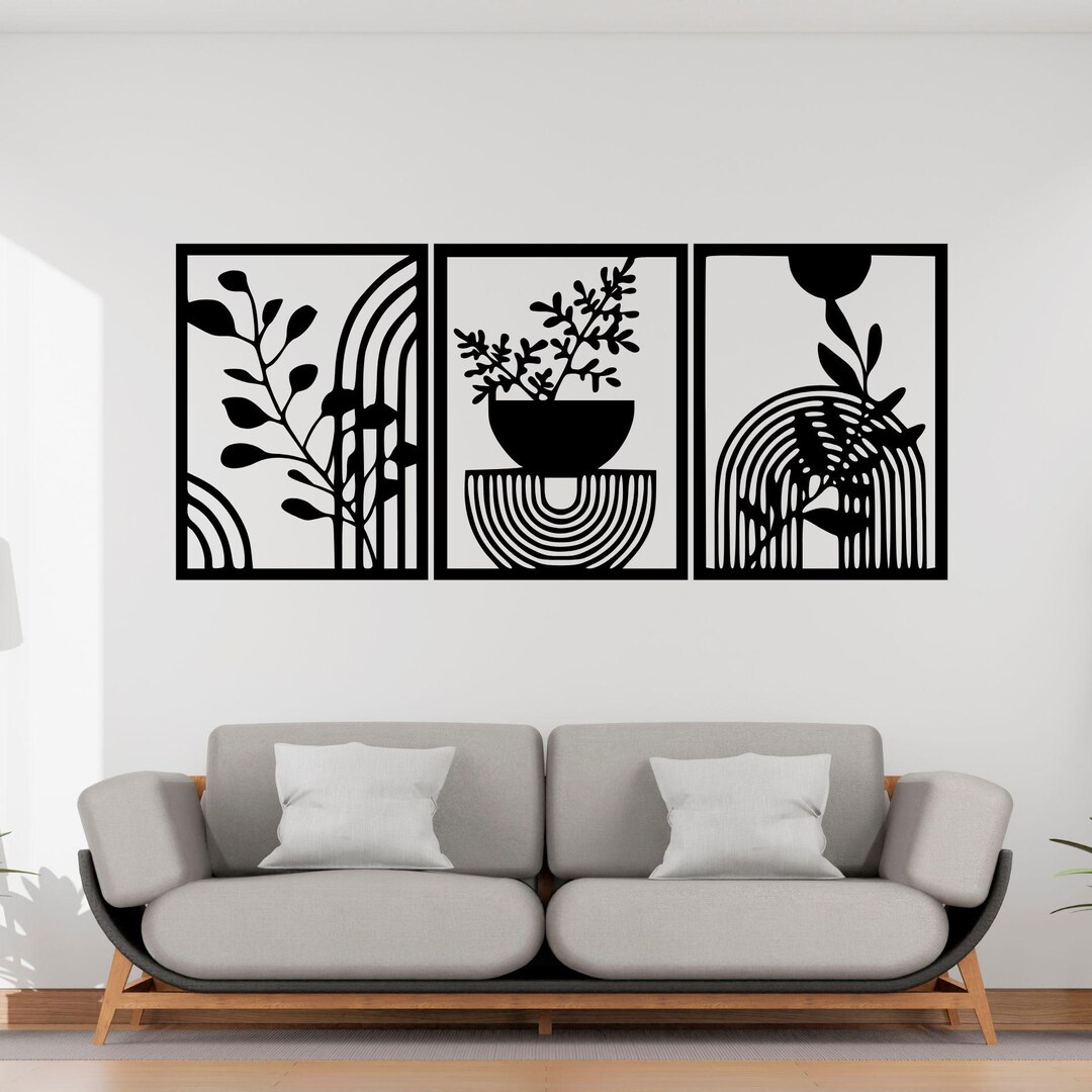 Laser Cut Wall Art Set of 3 – Geometric Abstract Wall Decor ...