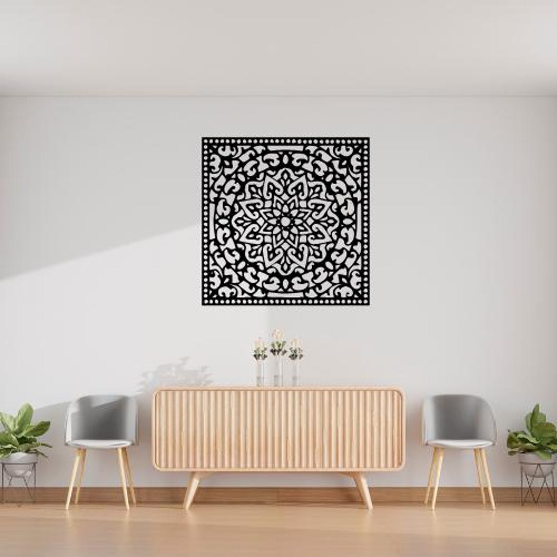 Square Mandala Laser Cut File – Indian Style Wall Art for Living Room ...