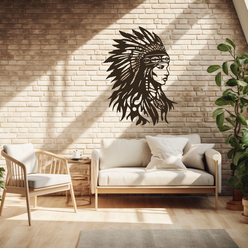 American Native Woman Laser Cut File | Tribal Portrait SVG DXF ...