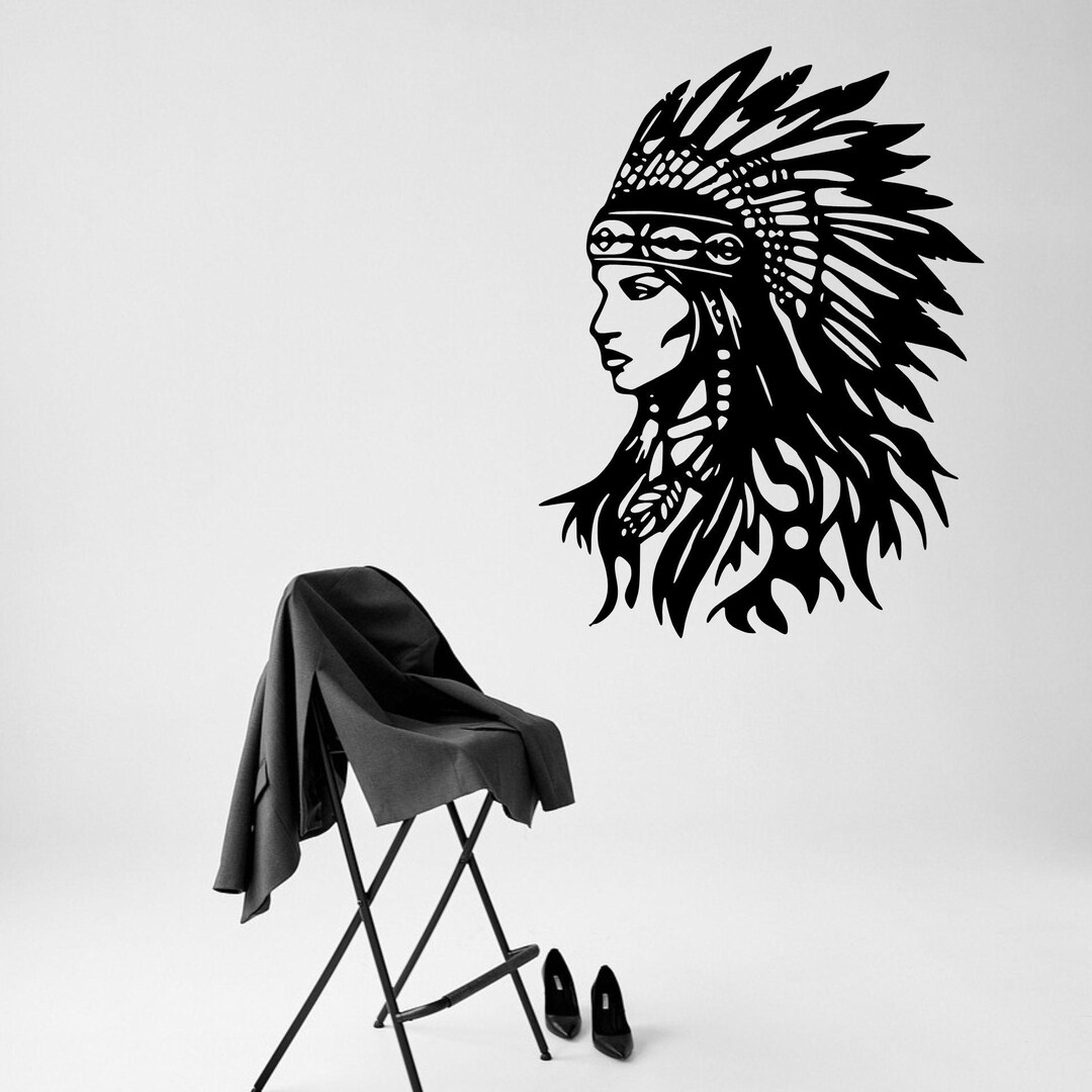 American Native Woman Laser Cut File | Tribal Portrait SVG DXF ...