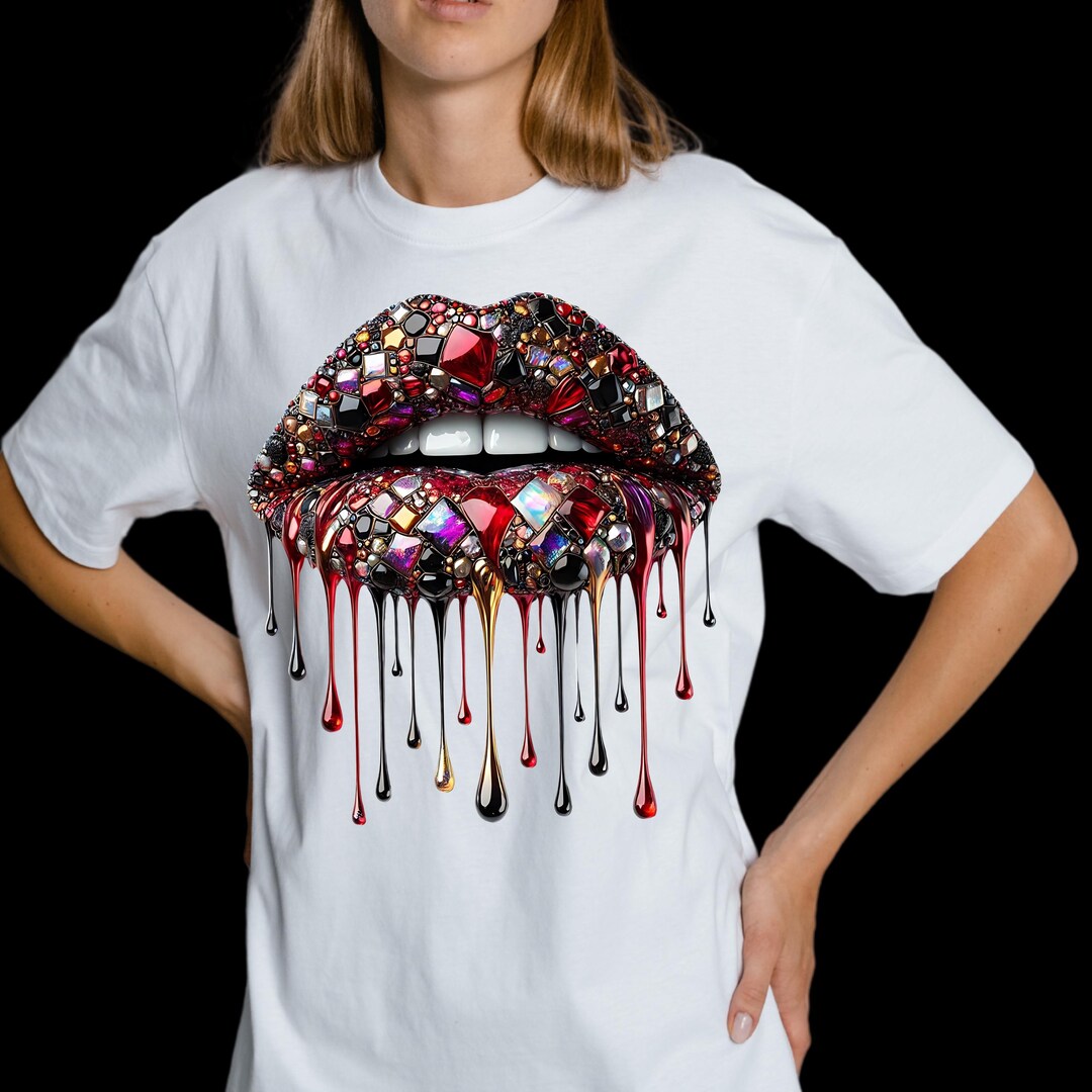Gem-encrusted Dripping Lips in Jewel Tones - Etsy