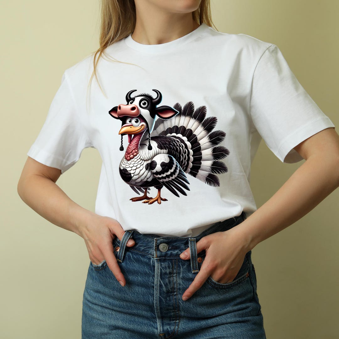 Hilarious Cow Disguise Turkey ,farmyard Imposter ,black and White ...
