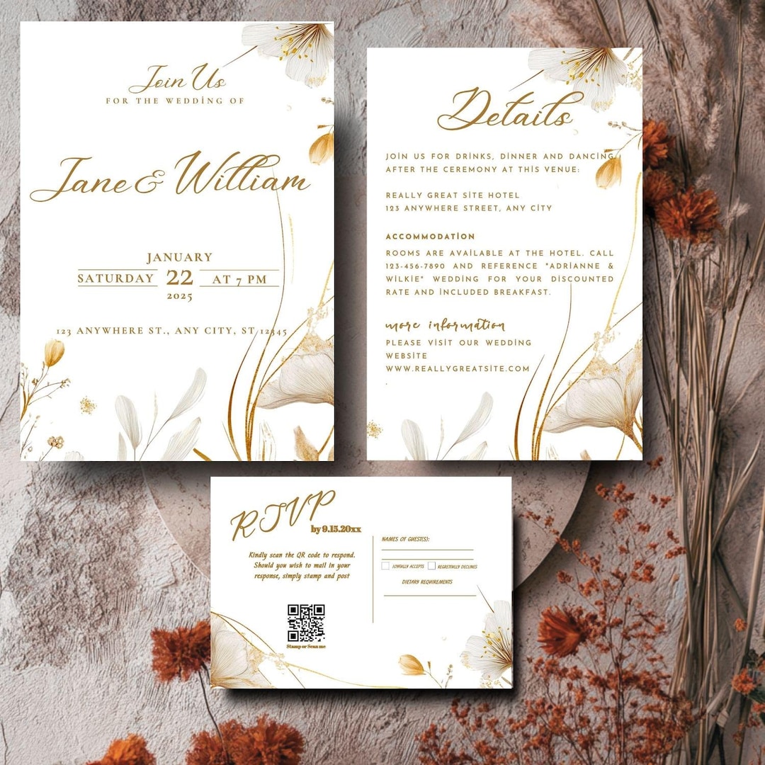 Softcolor Floral Wedding Invitation | Minimalist Invitation ...
